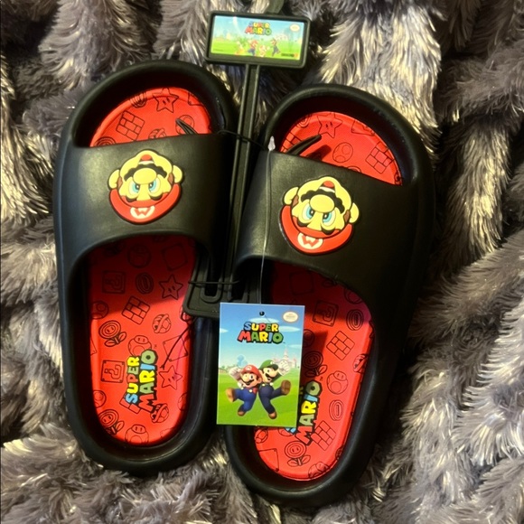 Nintendo | Shoes | Nintendo Super Mario Kids Slide Sandals Black And ...